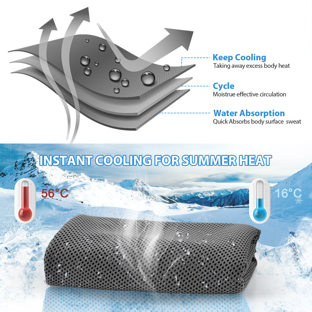Sukeen Cooling Towel Instant Evaporative Cooling,Snap Cooling Towel